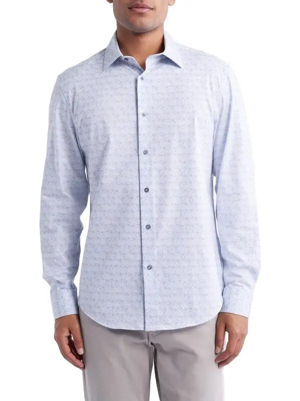 Bugatchi Jimmy Ooohcotton® Floral Button-up Shirt - Air Blue