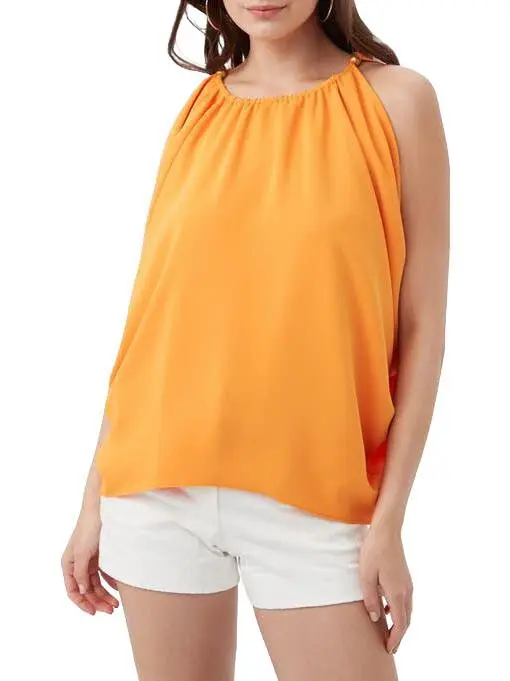 Trina Turk Amos Side Draped Top - Cap Clementine