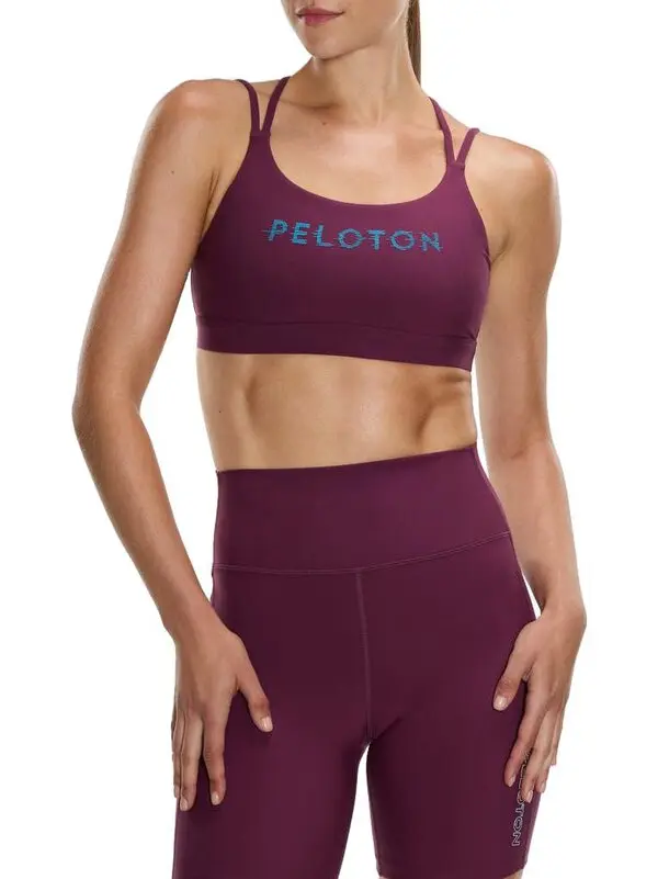 PELOTON Cadent Strappy Y Back Bra - Deep Plum