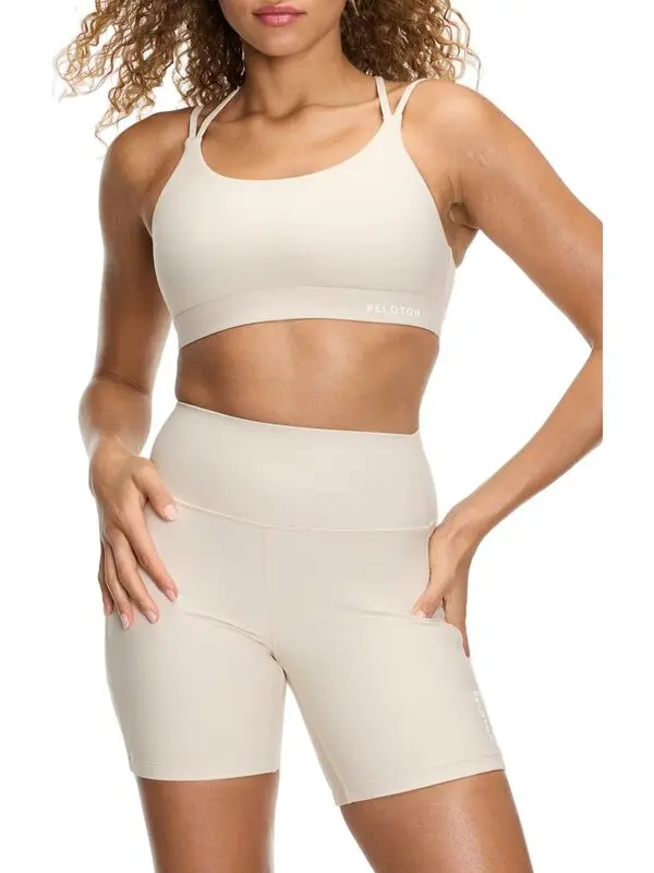 PELOTON Cadent Strappy Y Back Bra - Oatmeal