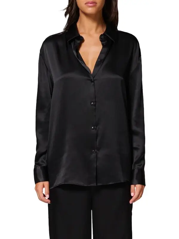 Simone Perele Love Me Silk-blend Button-up Shirt - Black