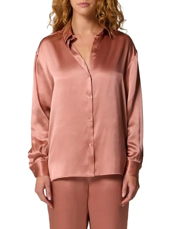 Simone Perele Love Me Silk-blend Button-up Shirt - Smokey Pink