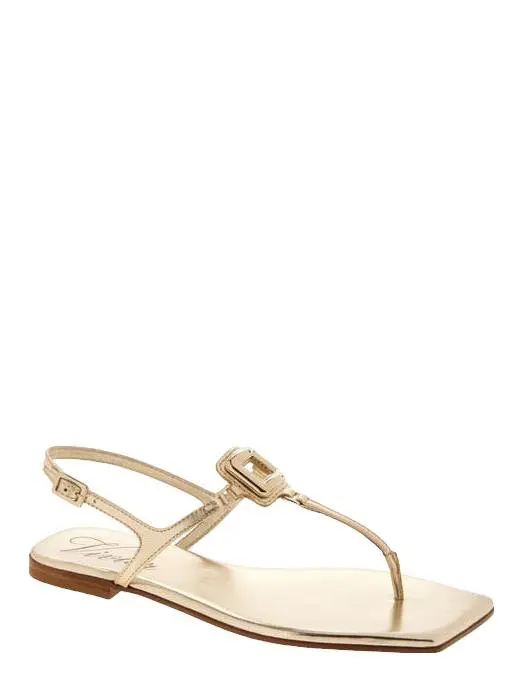 ROGER VIVIER Viv' The Sea Metallic T-strap Sandal - Oro Chiaro
