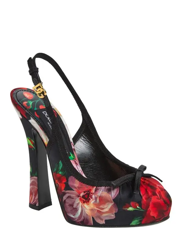 Dolce & Gabbana Rose Print Slingback Pumps - Hn5pd B.rose Antiche F.ner