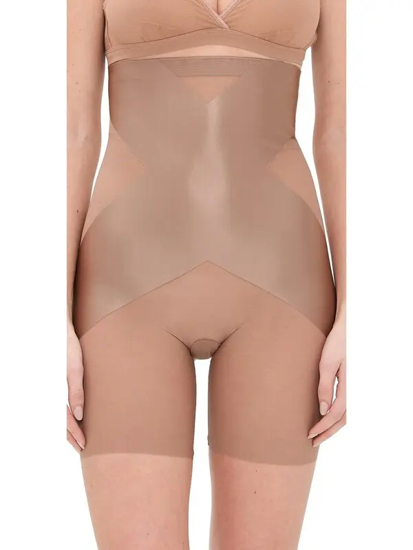 Spanx High-waisted Midthigh Shorts - Cafe Au Lait