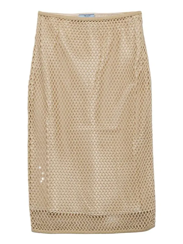Prada Cotton Mesh Pencil Skirt - Neutral