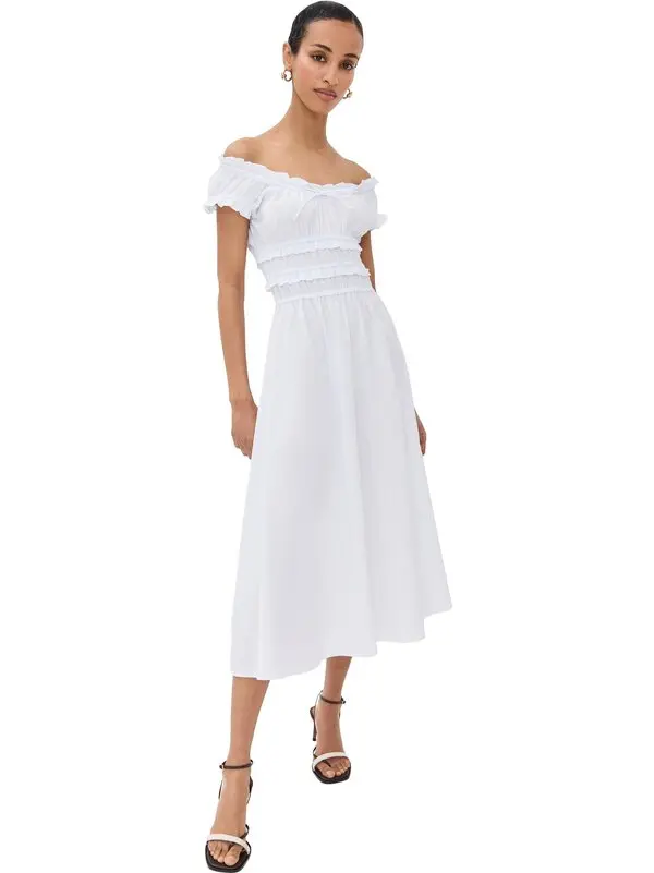 LE BOP Stella Midi Dress - White
