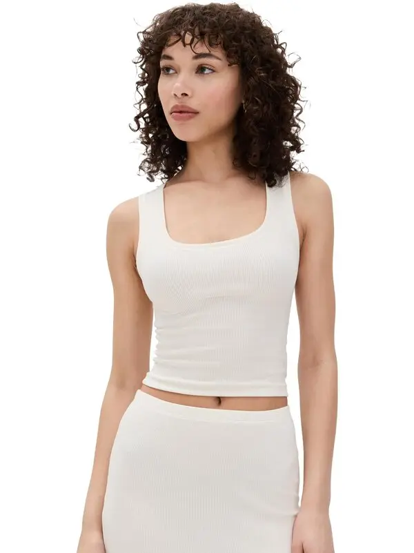 Eterne Square Neck Ribbed Tank - Cream