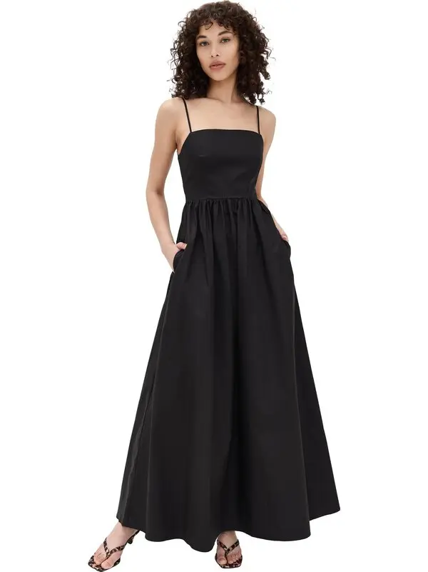 Susana Monaco Poplin Lace-up Maxi Dress - Black