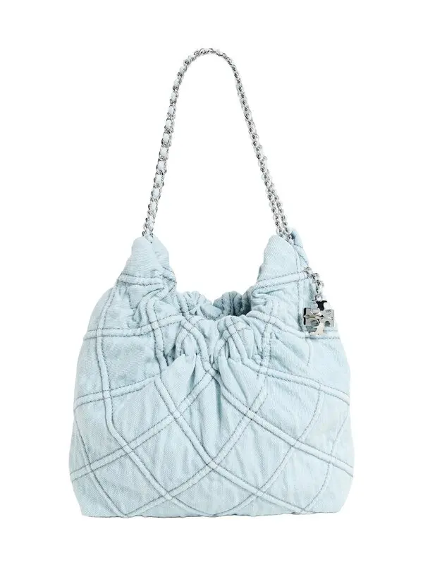 Tory Burch Fleming Denim Mini Hobo Bag - Seltzer