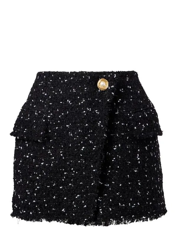 Balmain Polka-dot Tweed Miniskirt - Black