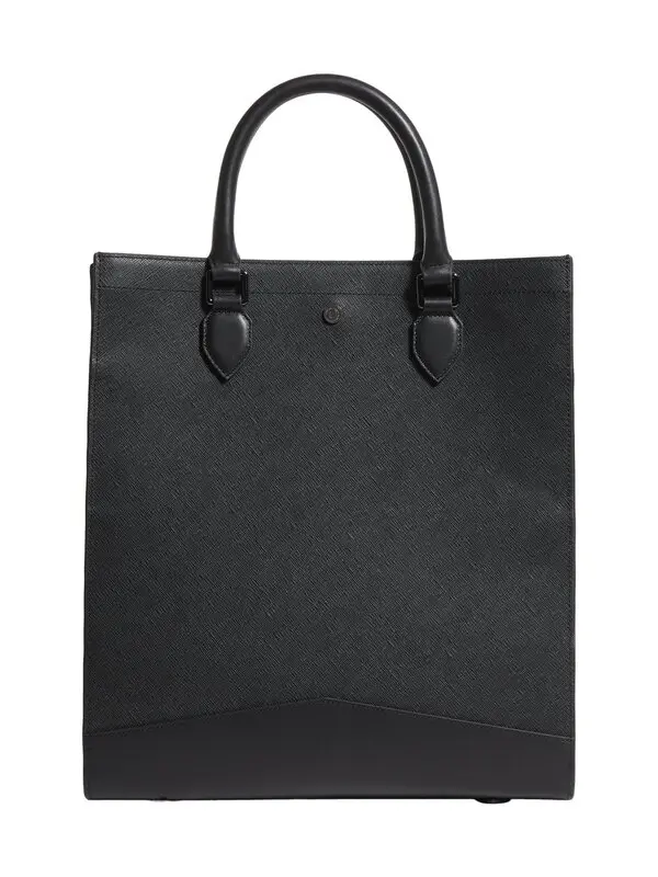 Harrods Saffiano Leather Laptop Tote Bag - Black