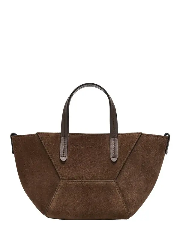 Brunello Cucinelli Geo Mini Tote Bag - Medium Brown
