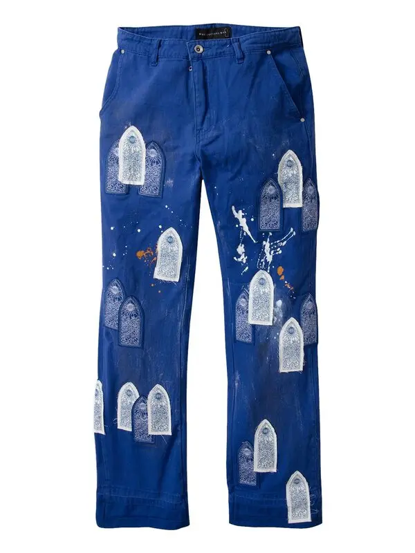 WHO DECIDES WAR BY EV BRAVADO Sky Painter Carpenter Embellished Pants - Indigo