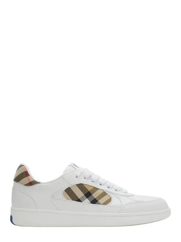 Burberry Terrace Mix Leather And Check Low-top Sneakers - White