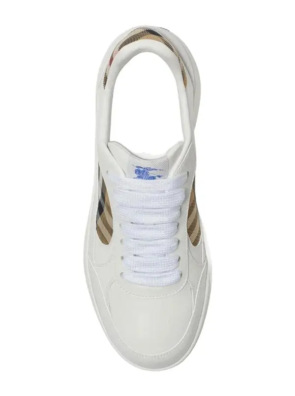 Burberry Terrace Mix Leather And Check Low-top Sneakers - White