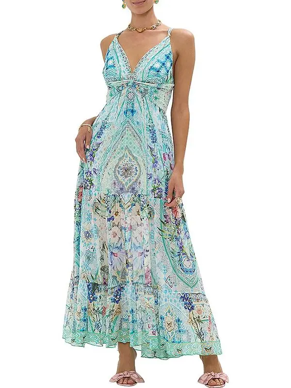 Camilla Bead Strap Gathered Panel Dress - Sunrise In Sintra