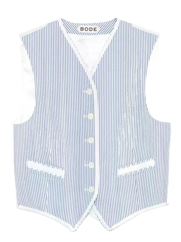 BODE Club Stripe Waistcoat - White