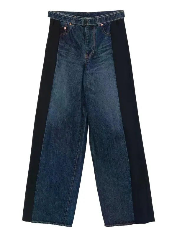 Sacai Contrast-panel Wide-leg Jeans - Blue
