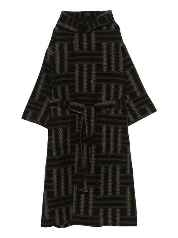 Kenzo Jacquard Virgin Wool Coat - Black