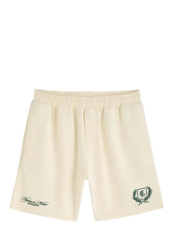 REPRESENT Crest Logo-embroidered Twill Shorts - Off White
