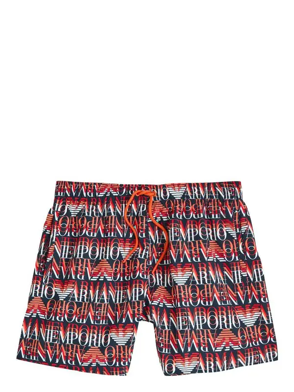 Emporio Armani Logo-print Swim Shorts - Red