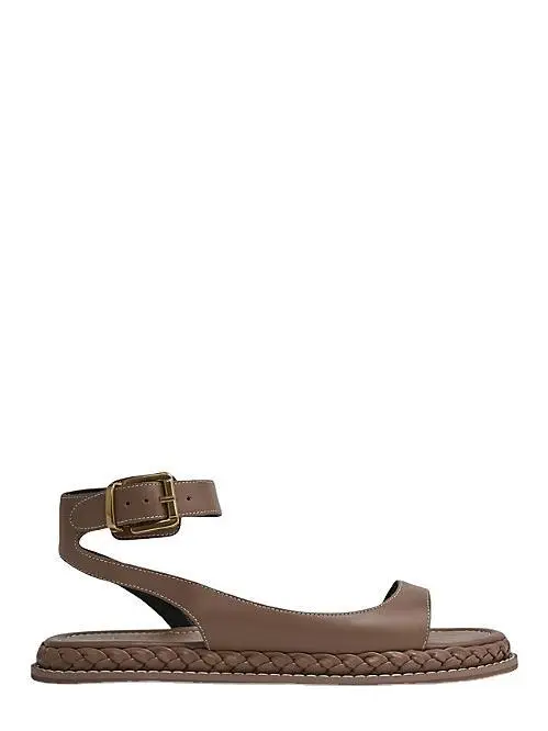 REISS Gabi Plait-detail Leather Sandals - Tan