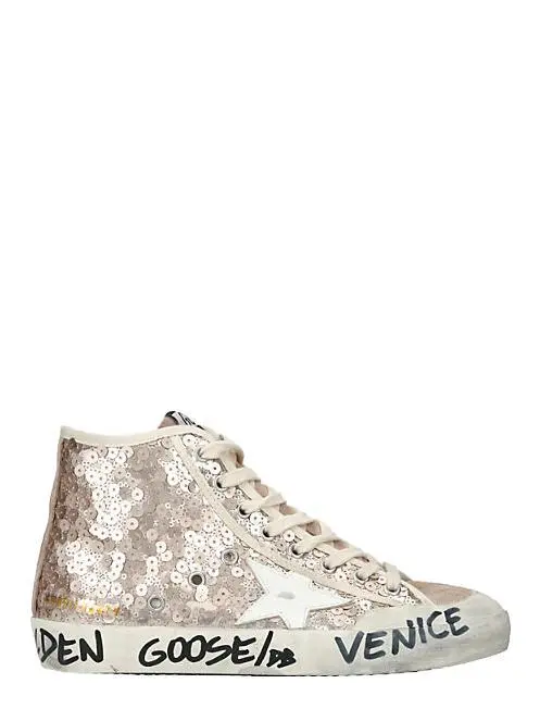 GOLDEN GOOSE Francy 82815 Woven High-top Trainers - Champagne