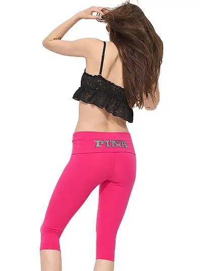 Pink All-day Cotton™ Foldover Capri Leggings - Pink