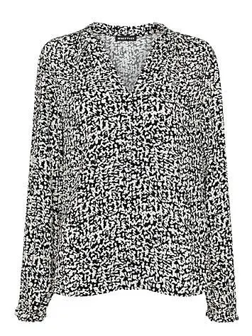 Whistles Abstract-pattern V-neck Woven Blouse - Black
