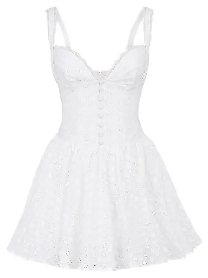 House Of Cb Brigitte Broderie Corset Mini Dress - White Cotton