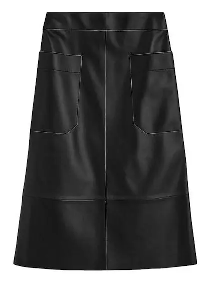 JOSEPH Blomfield Side-pocket Leather Midi Skirt - Black