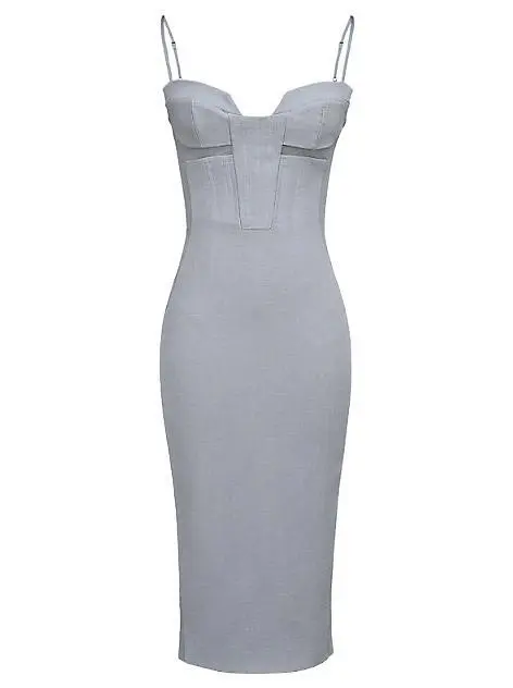 House Of Cb Panelled Bodycon Midi Dress - Light Grey