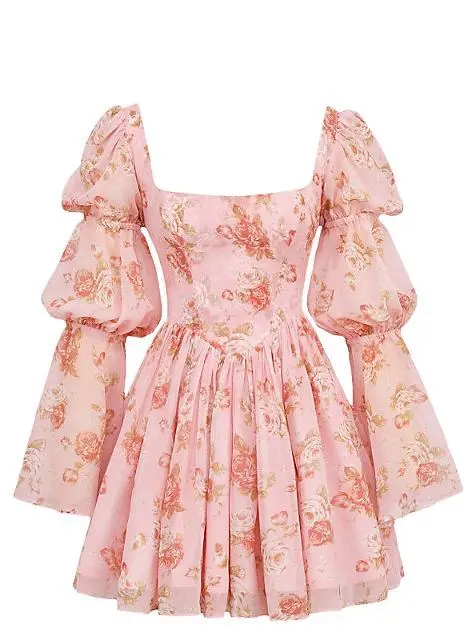 House Of Cb Sancia Floral-print Chiffon Mini Dress - English Vintage Rose