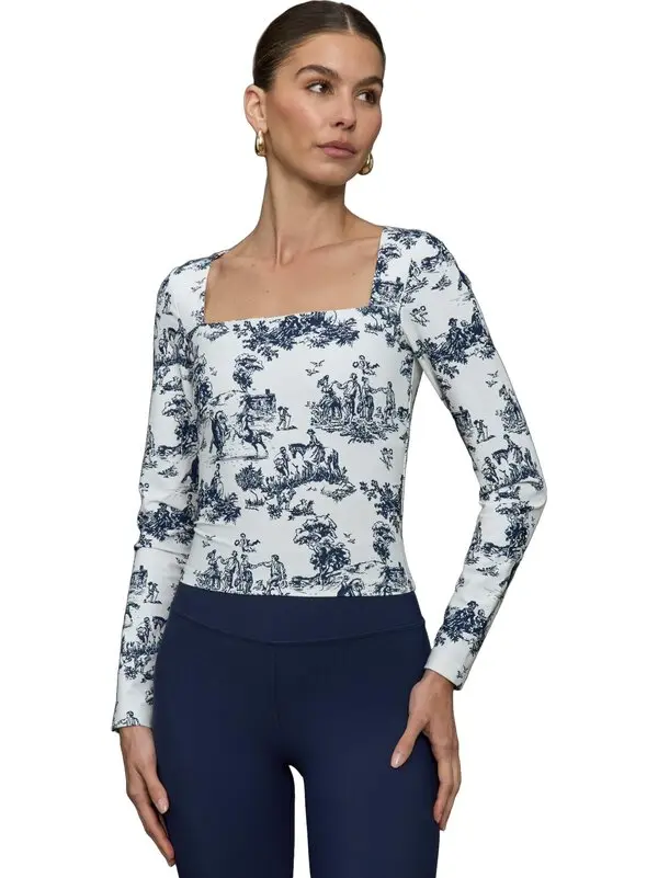 Carbon38 Toile Long Sleeve Top - Navy Toile
