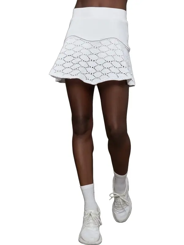 L'ETOILE SPORT Floral Team Skort - White With White Reflective Trim