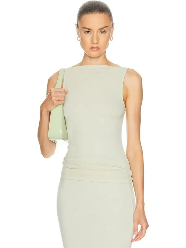 Enza Costa Silk Knit Sleeveless Boatneck Top - Beach Glass