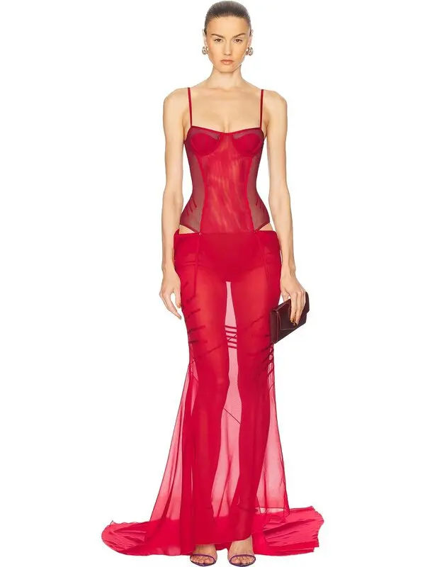 Attico Long Dress - Red