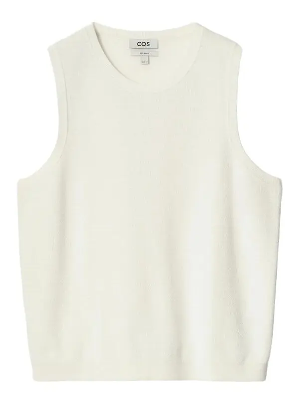 Cos Textured Knitted Cotton Tank Top - White