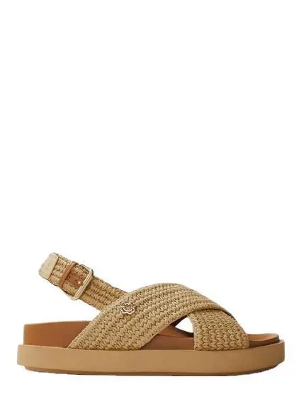 Maje Raffia-effect Flat Sandals - Gold