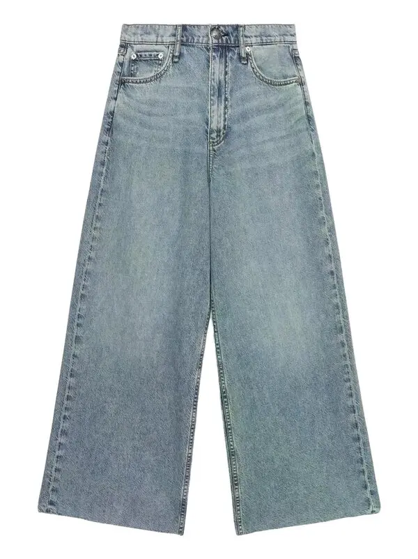 Rag & Bone Wide-leg Cropped Jeans - Blue