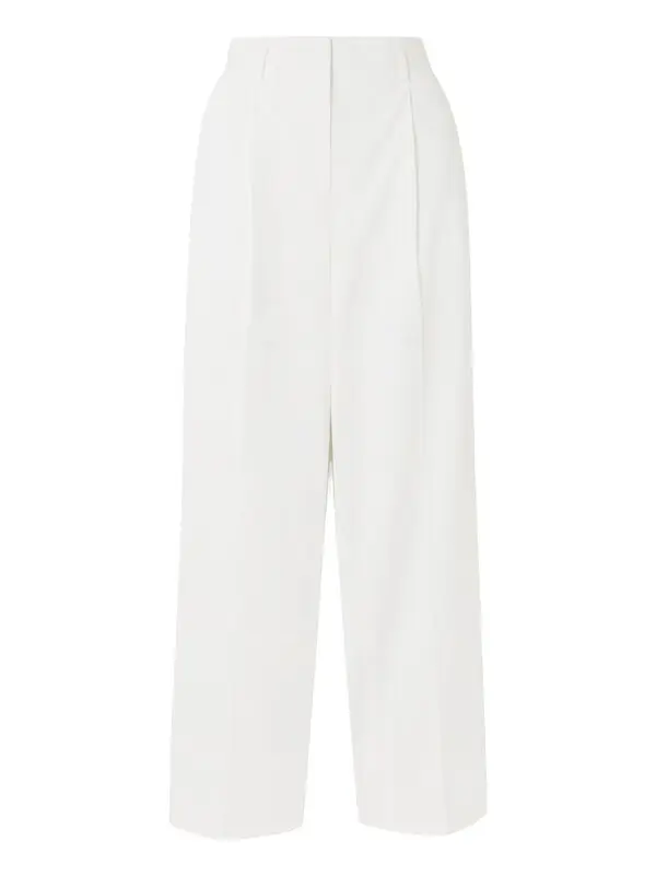 TOTEME Pleated Wide-leg Cotton Pants - White