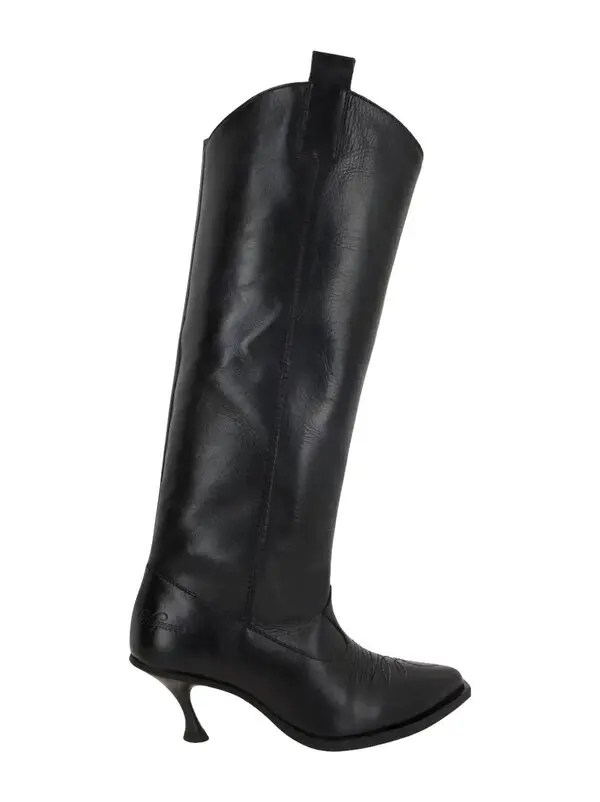 Vaquera Leather Western Boots - Black