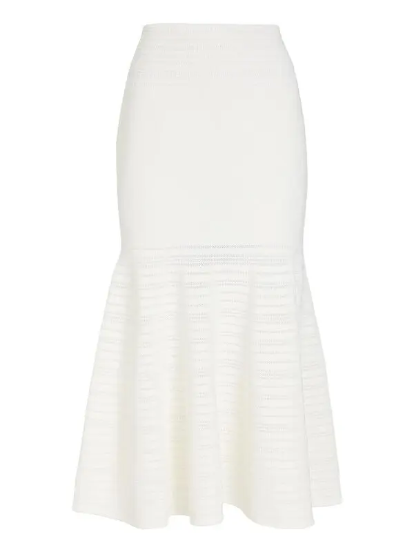 Victoria Beckham Fluted Pointelle-knit Midi Skirt - White