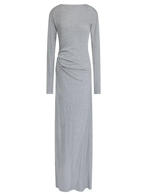 Victoria Beckham Ruched Cotton-jersey Maxi Dress - Gray