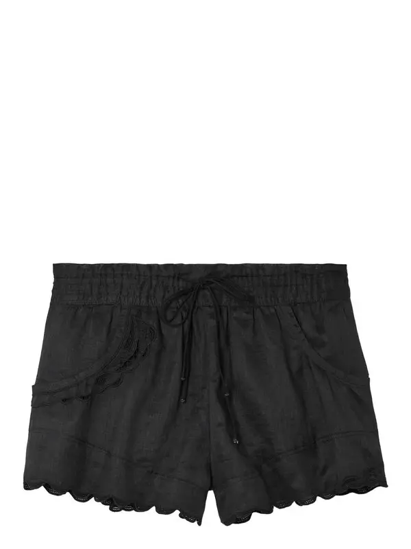 Isabel Marant Lola Broderie Anglaise Ramie Shorts - Black