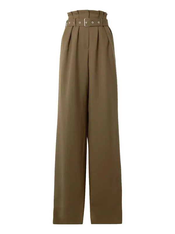 Dries Van Noten Belted Wide-leg Pants - Green
