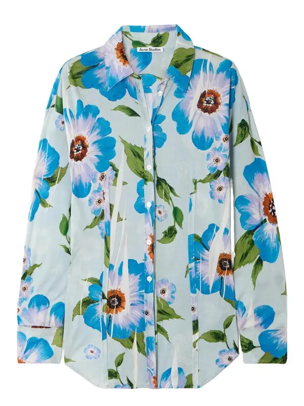 Acne Studios Floral-print Voile Shirt - Blue