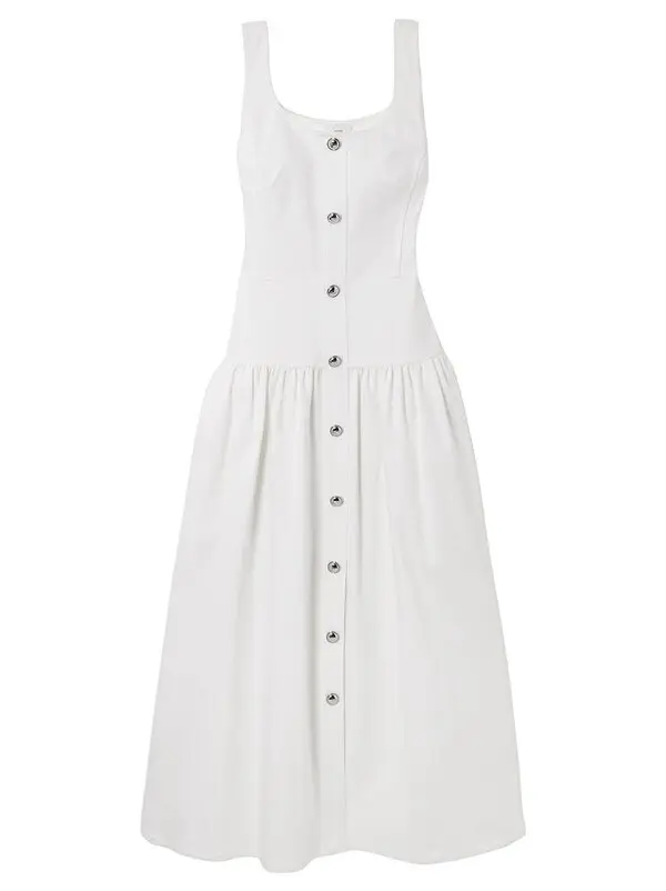 Adam Lippes Cassie Denim Midi Dress - White