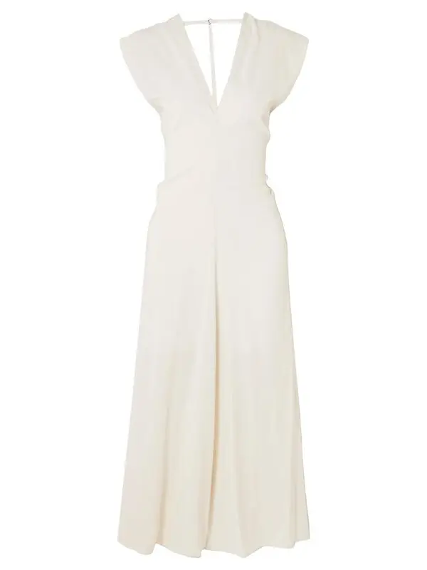 ST. AGNI Draped Crepe Maxi Dress - Neutrals